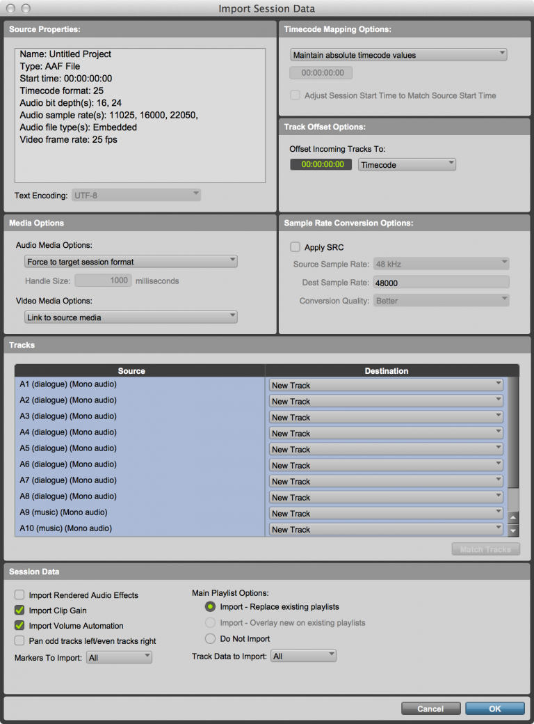 Working with OMF and AAF files in Pro Tools | Pro Tools Production